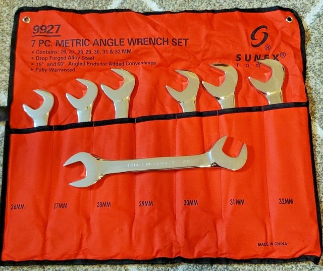 Sunex 9927 Jumbo Metric 7 Pc. Angled Wrench Set for sale online | eBay