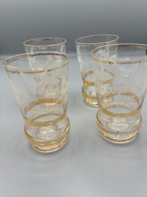 Vintage Gazelle Deer/Antelope Black & Gold Highball Glasses Set Of 6 | eBay