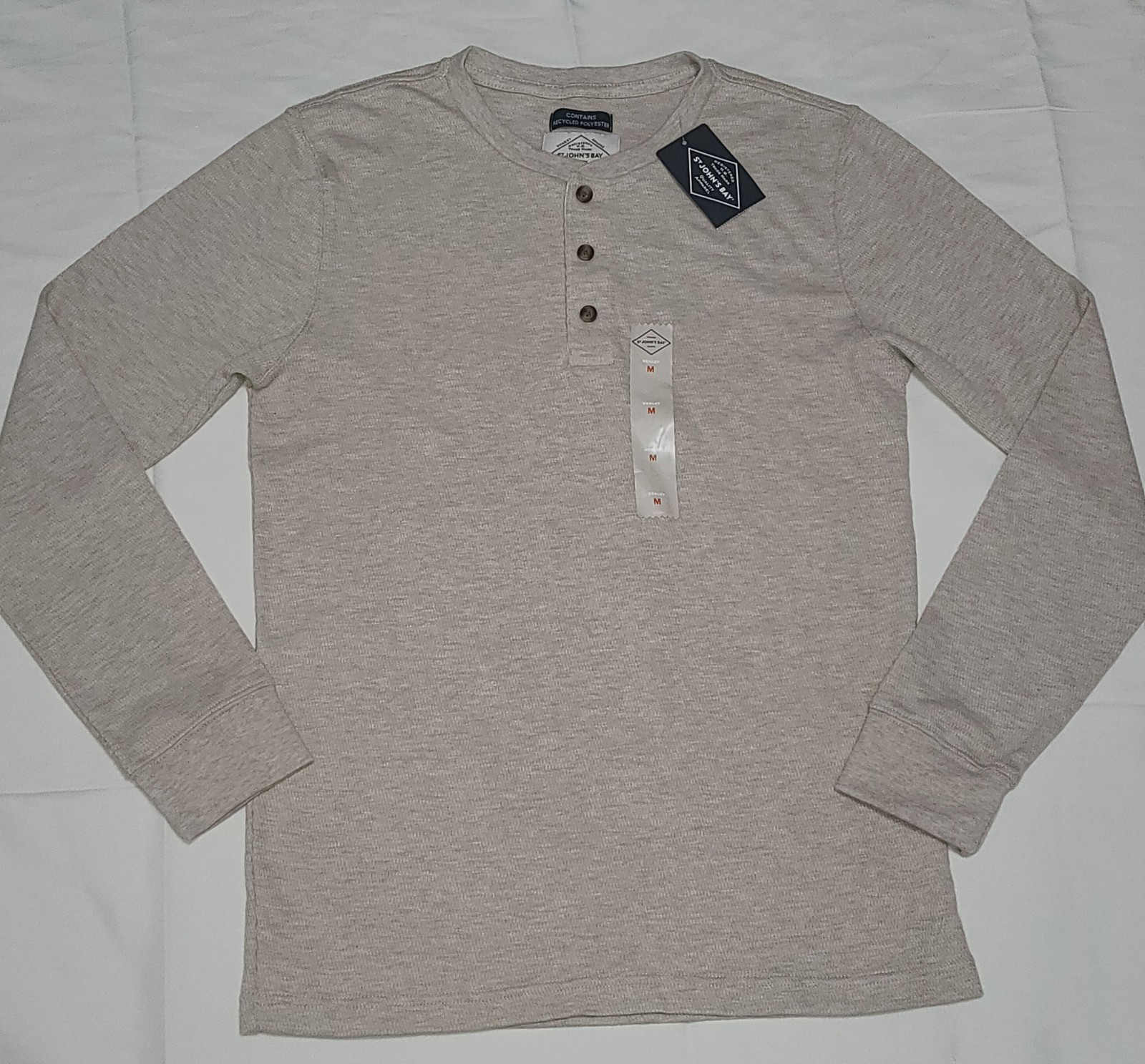 St. John’s Bay Classic Stone Henley Waffle Jersey Shirt - Men’s Medium ...