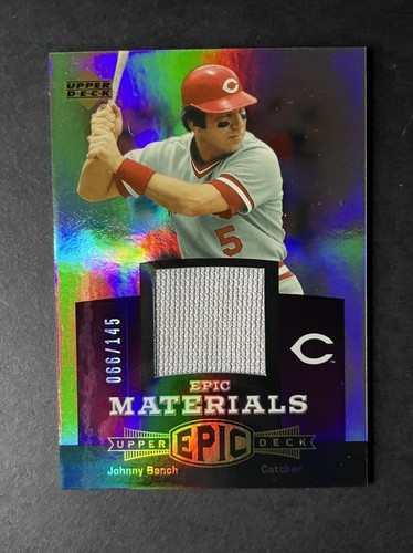 Johnny Bench Epic Materials Game Used Jersey /145 Cincinnati Reds | eBay