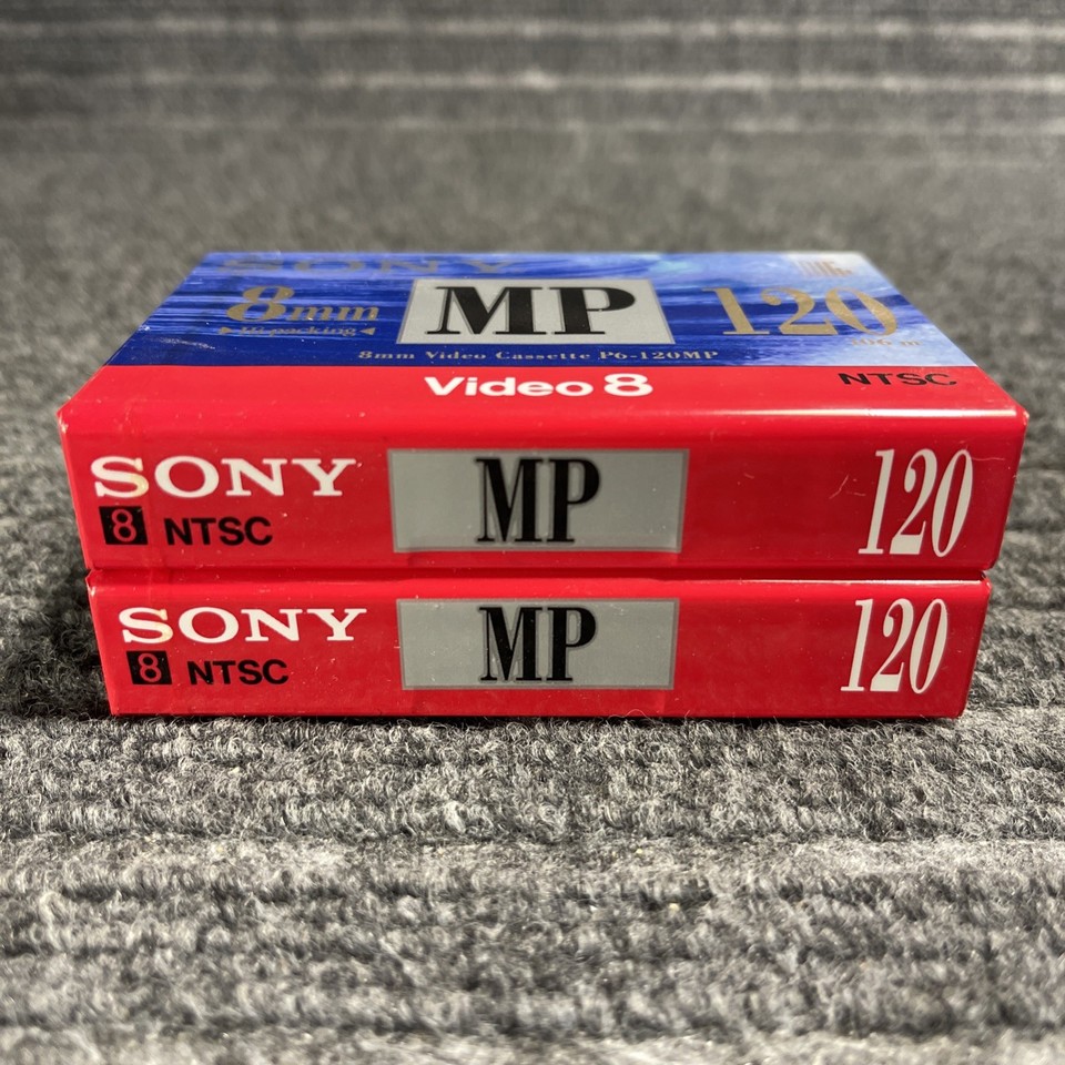 (2) Sony MP-120 8mm Video Blank Camcorder Cassette Tapes P6-120MP New ...