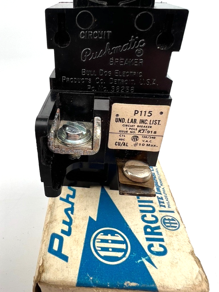 Pushmatic P115 15 Amp 1 Pole Circuit Breaker Bulldog Type P 120V *NEW ...