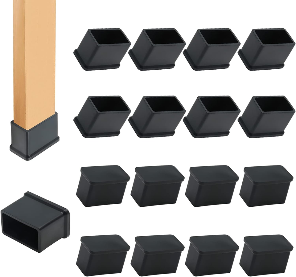 24PCS PVC Rectangle Rubber Chair Leg Tips Caps, 30Mm X 15Mm Table Foot ...