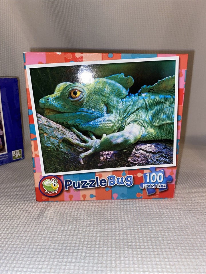 Lot of 3 Puzzlebug Puzzles Horses 100 pc - Lizard 100 pc - Mexico 500 ...