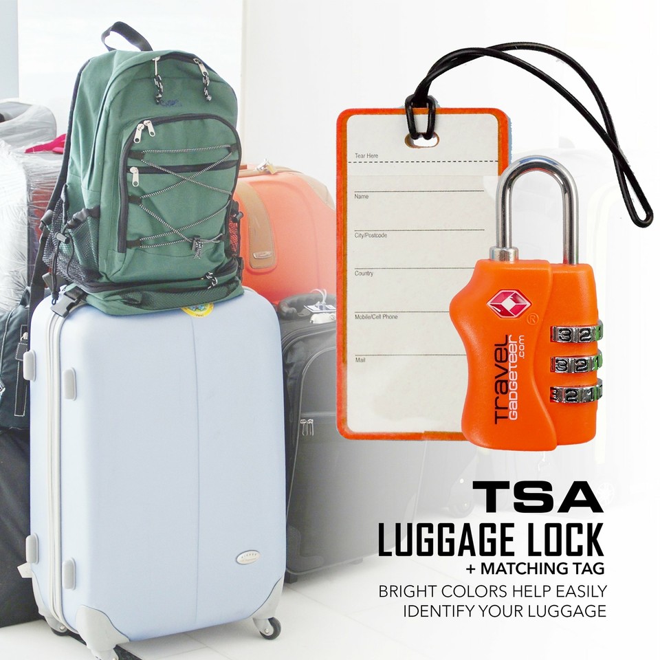 TSA Luggage Lock + Matching TAG | BRIGHT COLORS Easily Identify Your ...