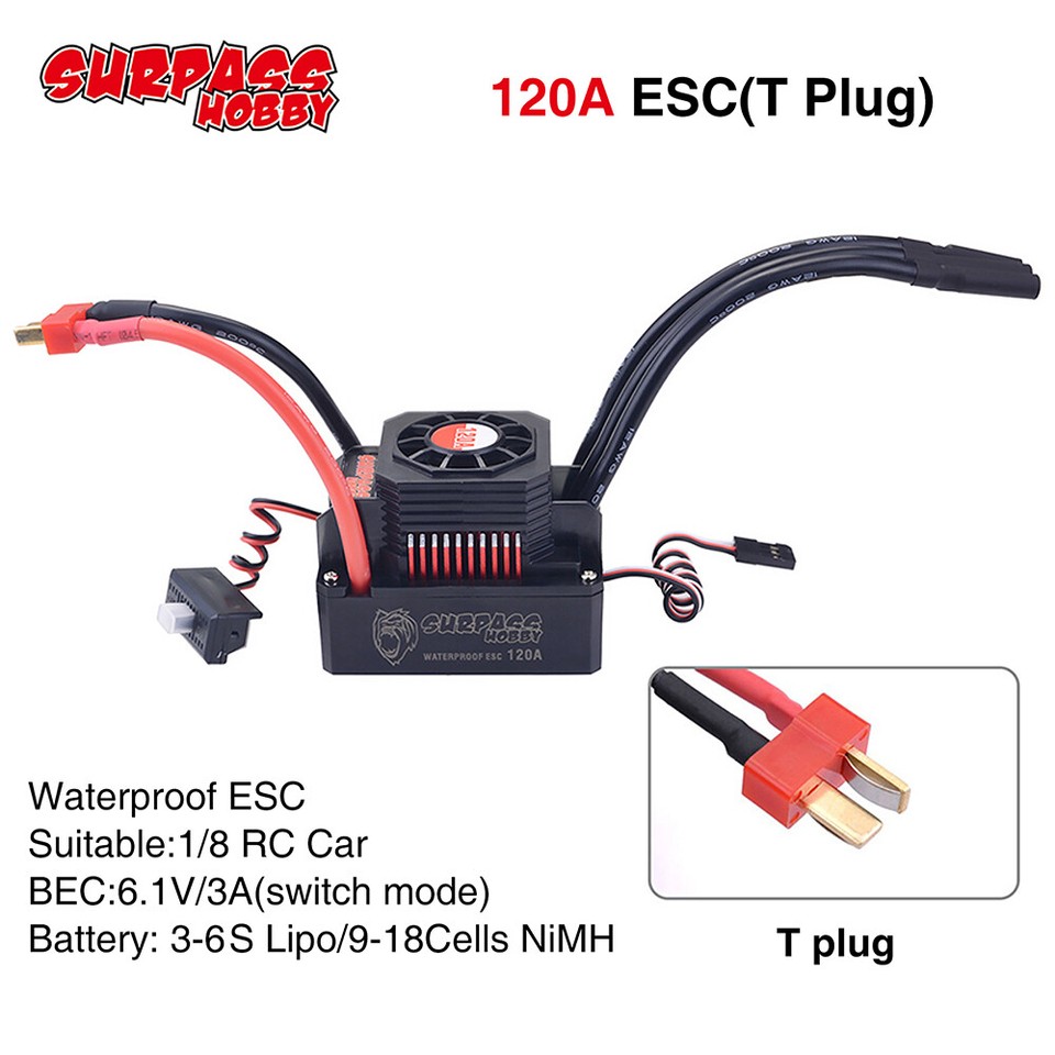 Surpass Hobby ESC 150A 80A 120A 25A 45A 60A Waterproof for 1/8 1/10 1/ ...