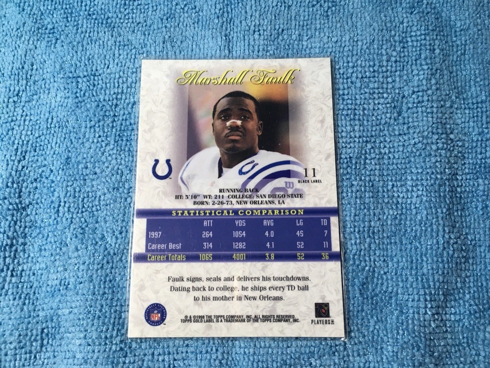 1998 Topps Gold Label - Marshall Faulk #11 BLACK LABEL Class 1 | eBay