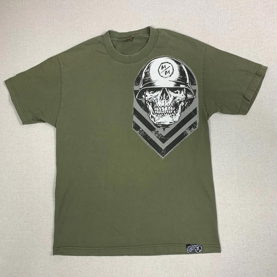 Vintage Metal Mulisha Motocross Big Logo Skull Print Green T-Shirt - XL ...