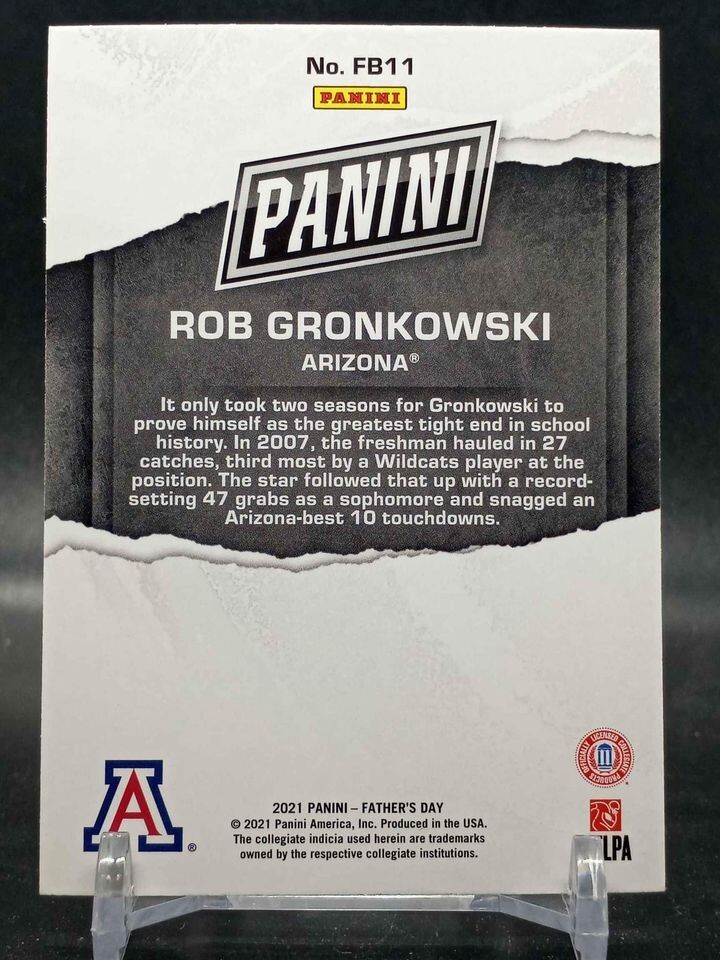 Rob Gronkowski 2021 Panini Father's Day University of Arizona Wildcats ...