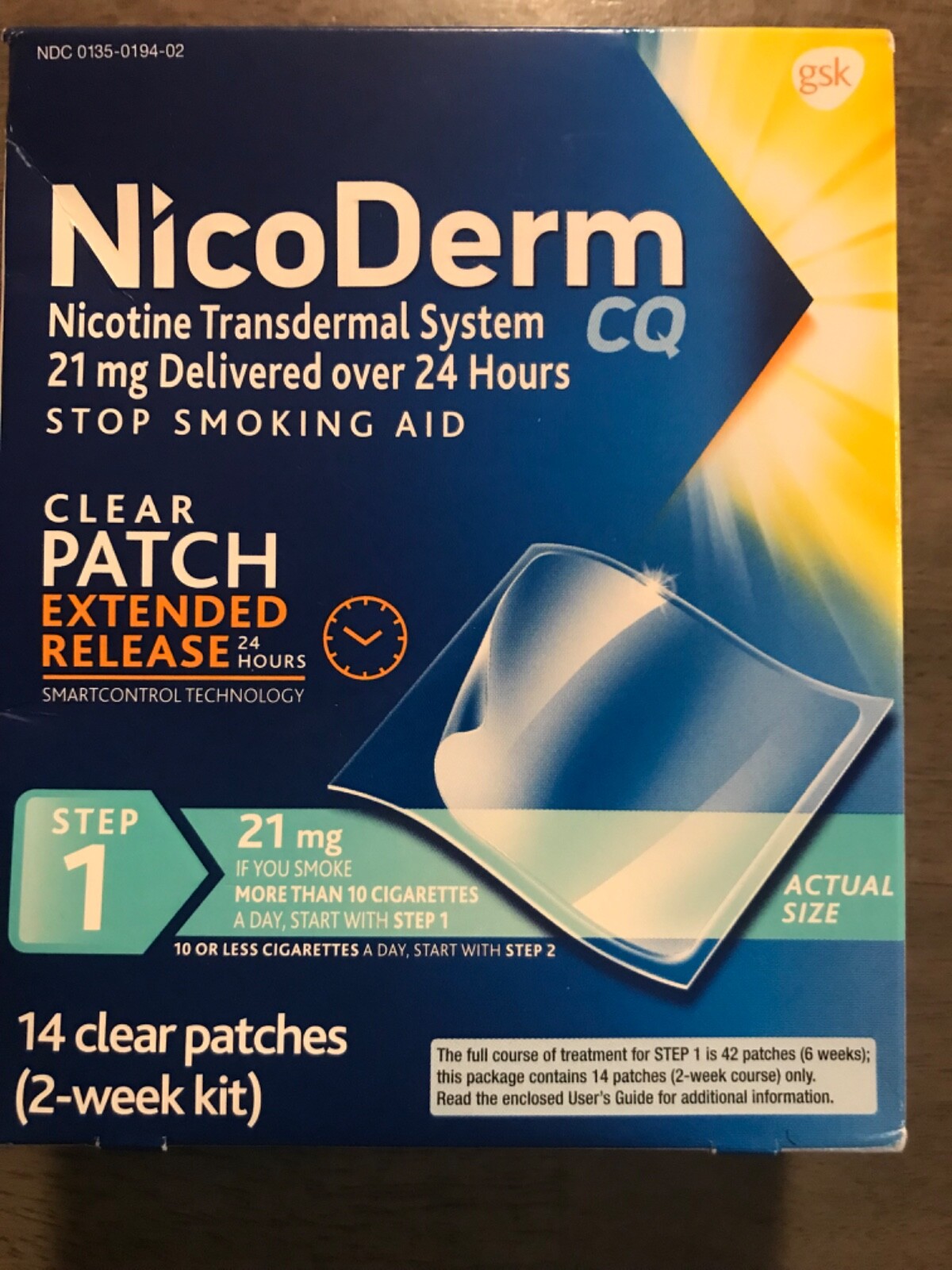 Nicoderm CQ STEP 1 stop smoke aid clear nicotine patches 14 count exp 1 ...
