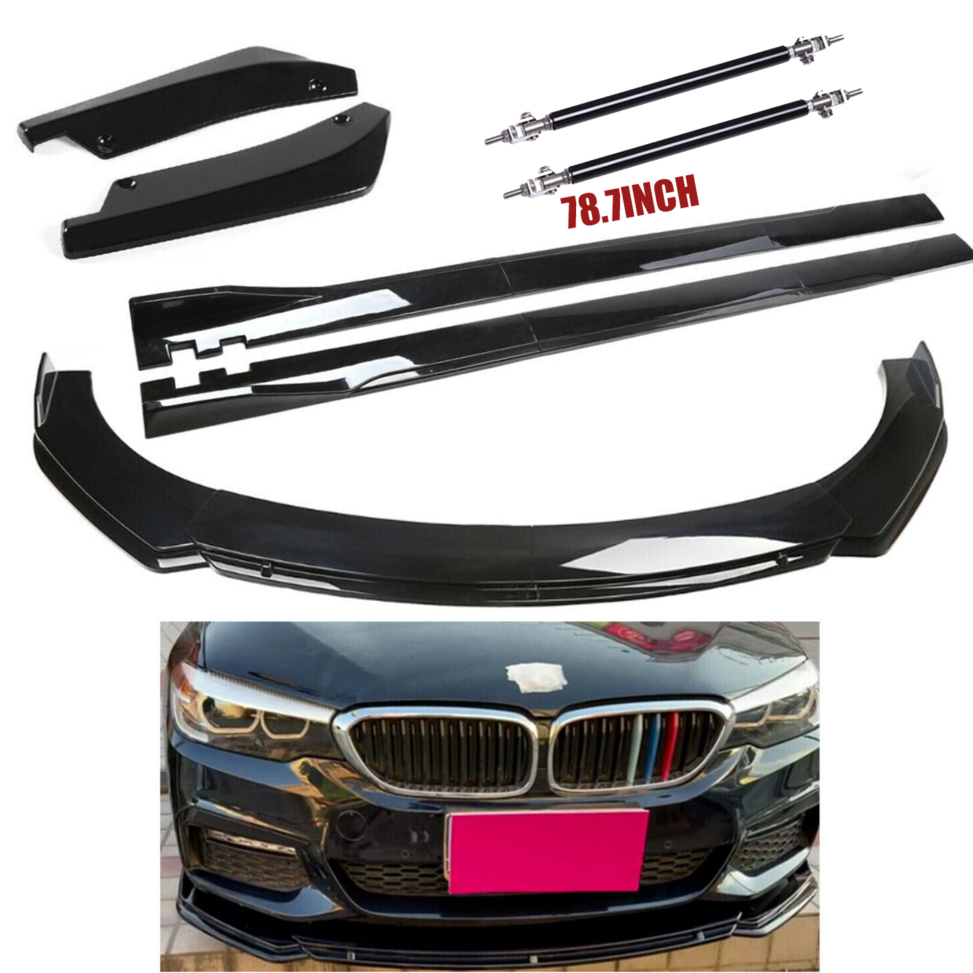 For BMW Front Rear Bumper Lip Splitter Spoiler Kit Side Skirt Body Kits ...