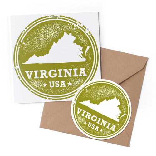 1 x Greeting Card & 10cm Sticker Set - Virginia USA American State ...
