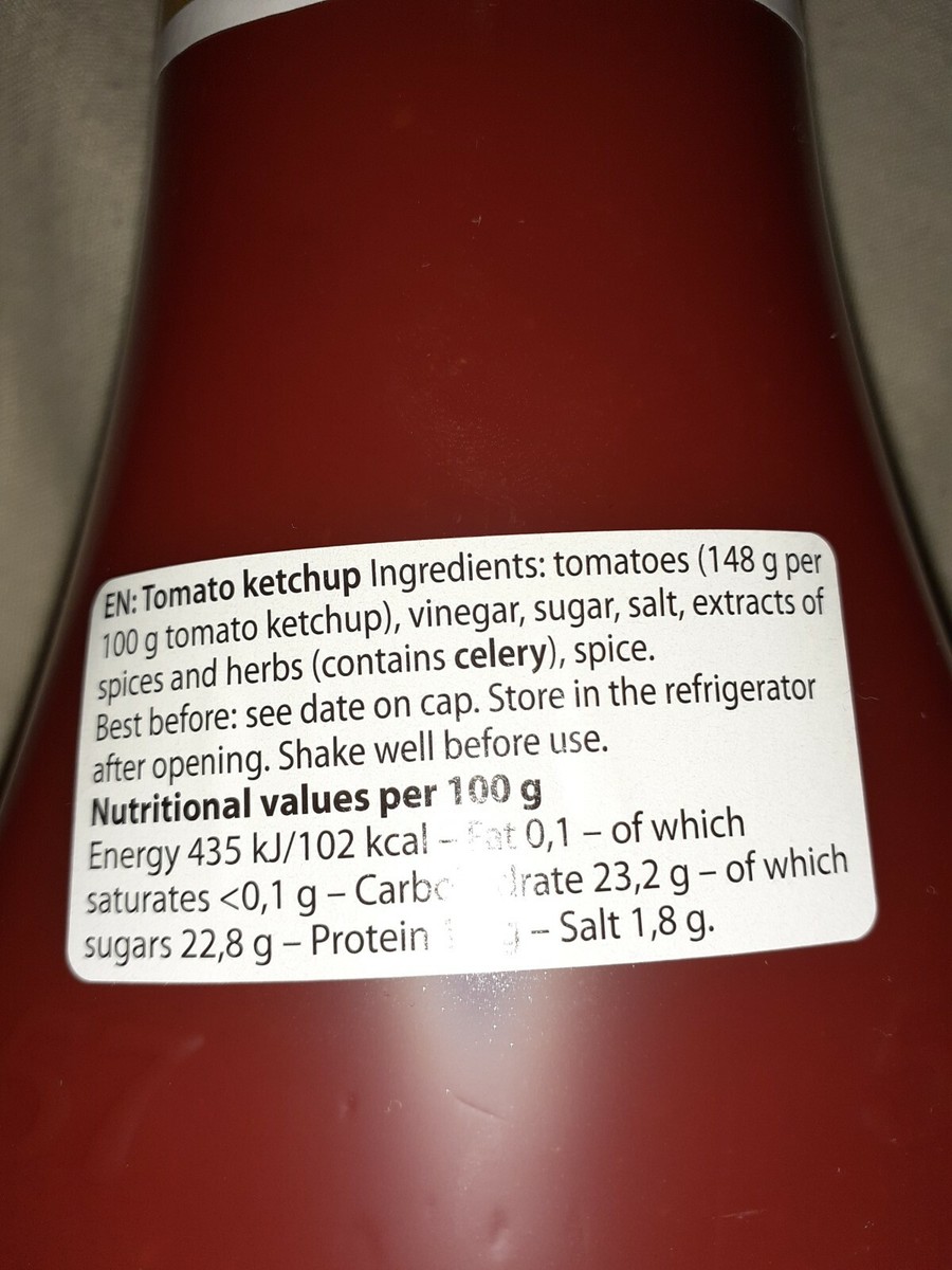 Heinz Ketchup Back Label No Sugar Ketchup Naturally Sweetened