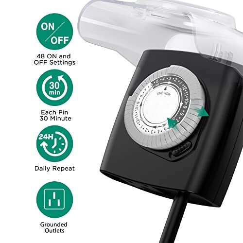 Outdoor Mechanical 24 Hour Programmable Outlet Waterproof Electrical ...