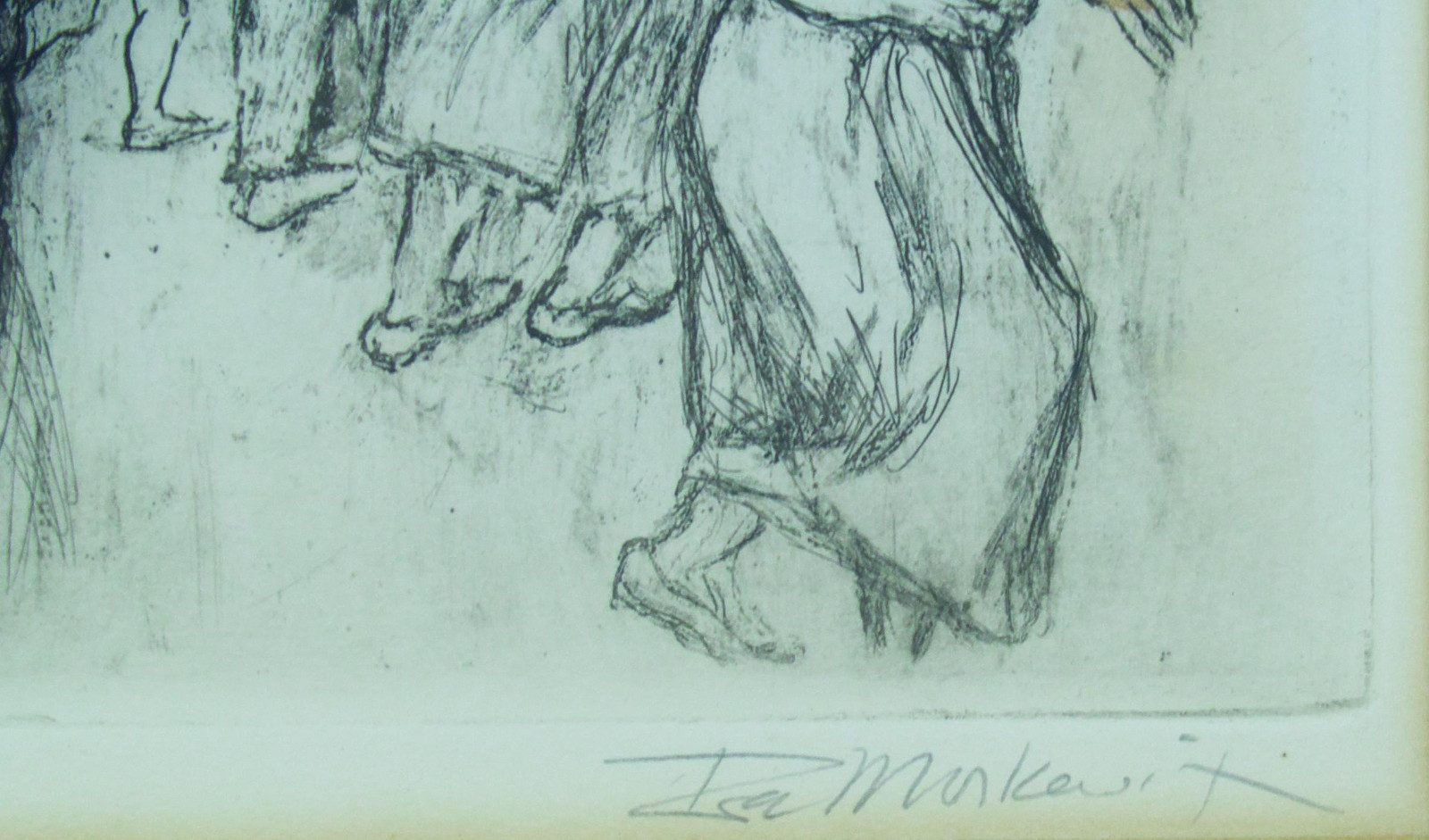 Ira Moskowitz (Polish/American b.1912-) Judaica Jewish etching print ...