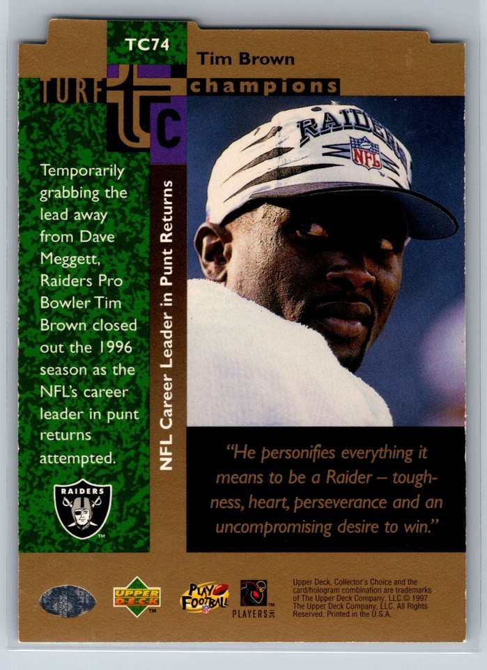 1997 Upper Deck Collector's Choice Tim Brown Turf Champions Insert # ...