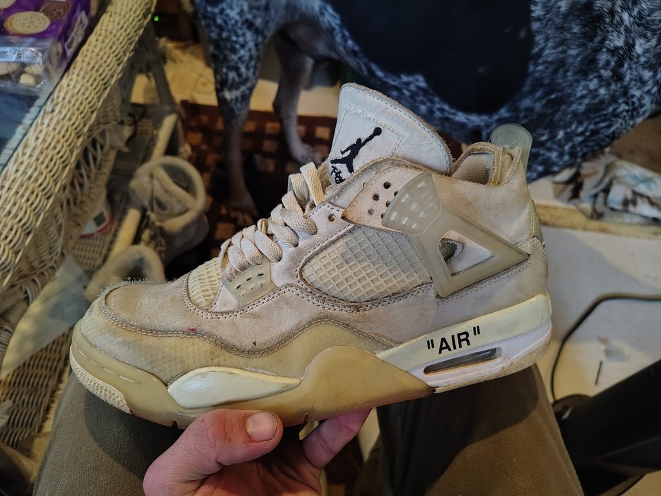Nike Air Jordan 4 Off-White Beige Retro Sneaker Jumpman Logo Rubber ...