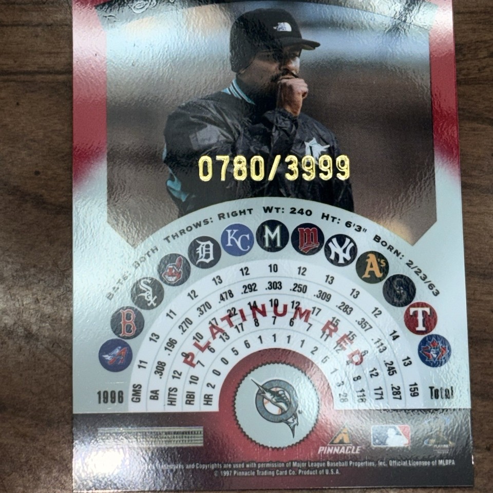 1997 Pinnacle Totally Certified - Bobby Bonilla #77 Platinum Red /3999 ...