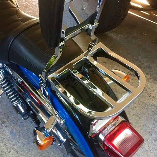 Sissy Bar Backrest Luggage Rack for Harley Softail Dyna Sportster XL ...
