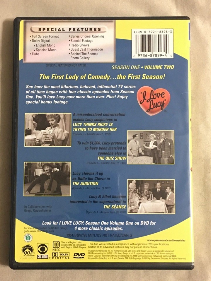 I Love Lucy - Season One Vol. 2 2003 by Karl Freund; Dann Cahn; Al Desi ...