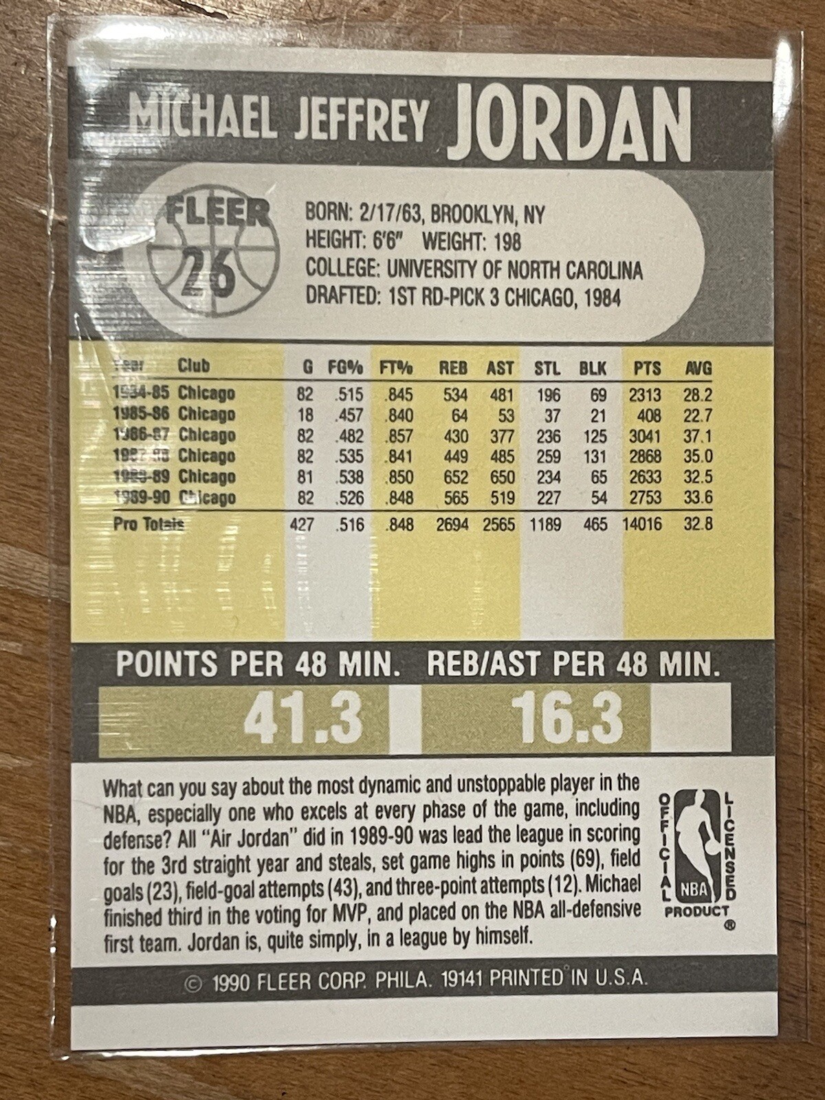 1990 FLEER BASKETBALL Michael Jordan Rare 'Yellow Dot' Error Card #26 ...