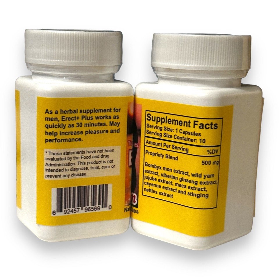 (2) ERECT+ PLUS RED EDITION POWER GROW MEN ENLARGEMENT SUPPLEMENT PILLS ...