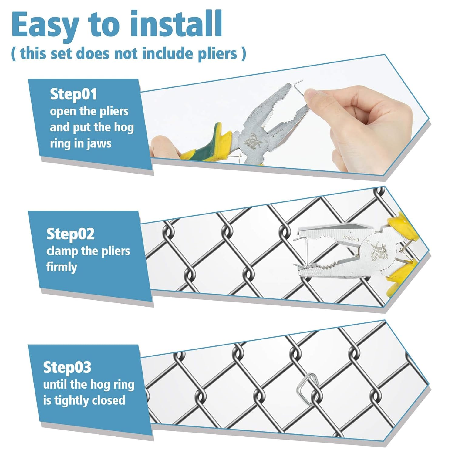 700PCS Galvanized Hog Rings - Hog Nose Rings 3/4 Hog Ring Kit Hog Nose ...