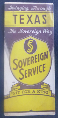 1945 Texas road map Sovereign Service Gas Oil route 66 | eBay