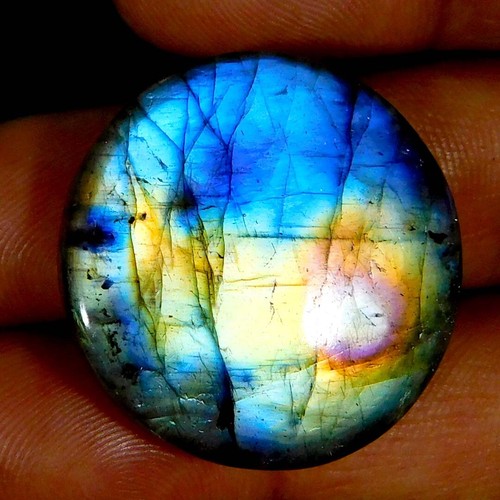 100% Natural Unique Power Labradorite Round Cabochon 44.10Cts. Loose ...