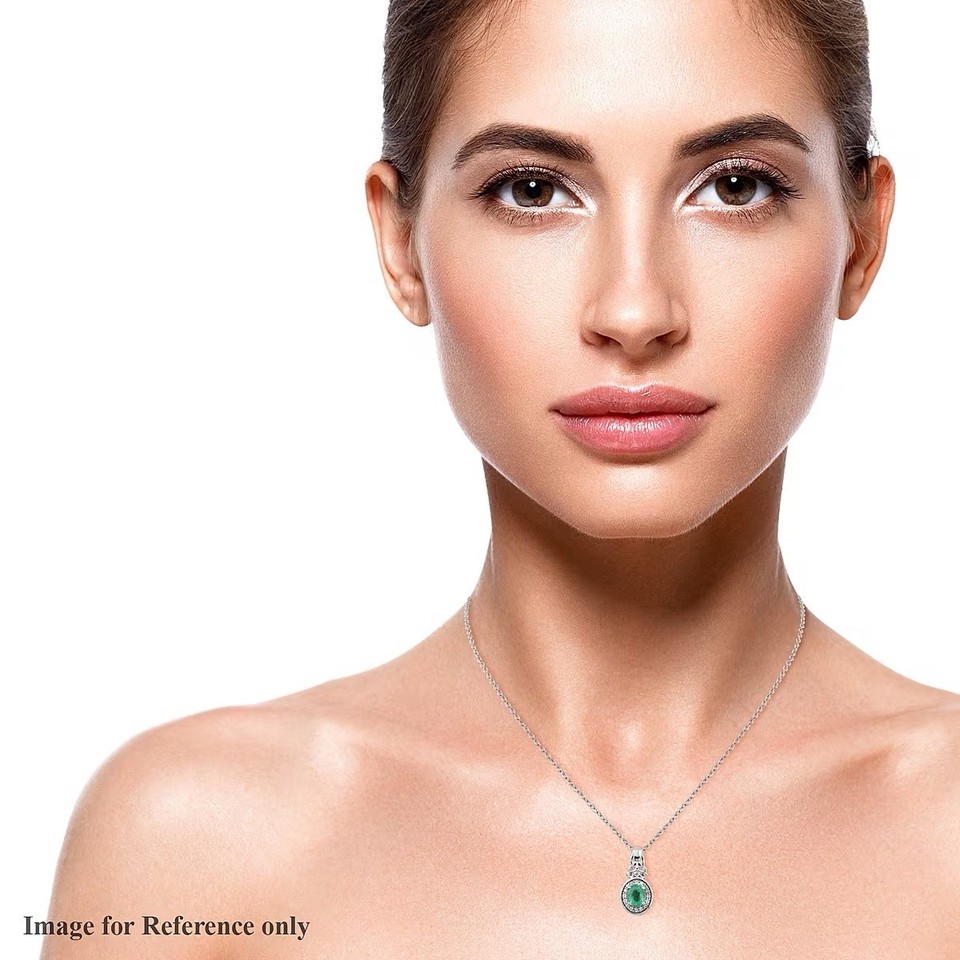 $379 AAA Kagem Zambian Emerald Pendant Necklace Platinum Sterling ...