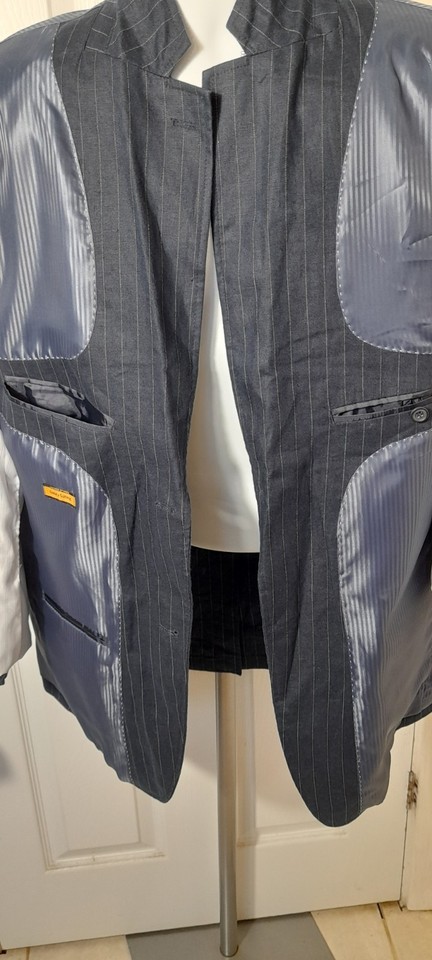 Dunnes Striped Linen Boating Blazer Regatta Navy 42R Summer Holiday ...