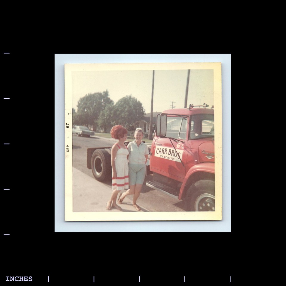 Old Vintage Square Color Photo WOMEN REDHEAD BIG HAIR CARR BROS SEMI ...