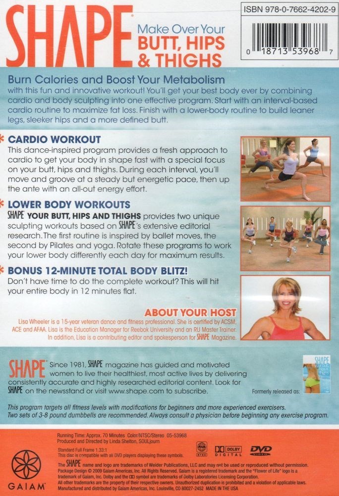 SHAPE MAGAZINE YOUR BUTT HIPS & THIGHS EXERCISE DVD NEW LISA WHEELER ...