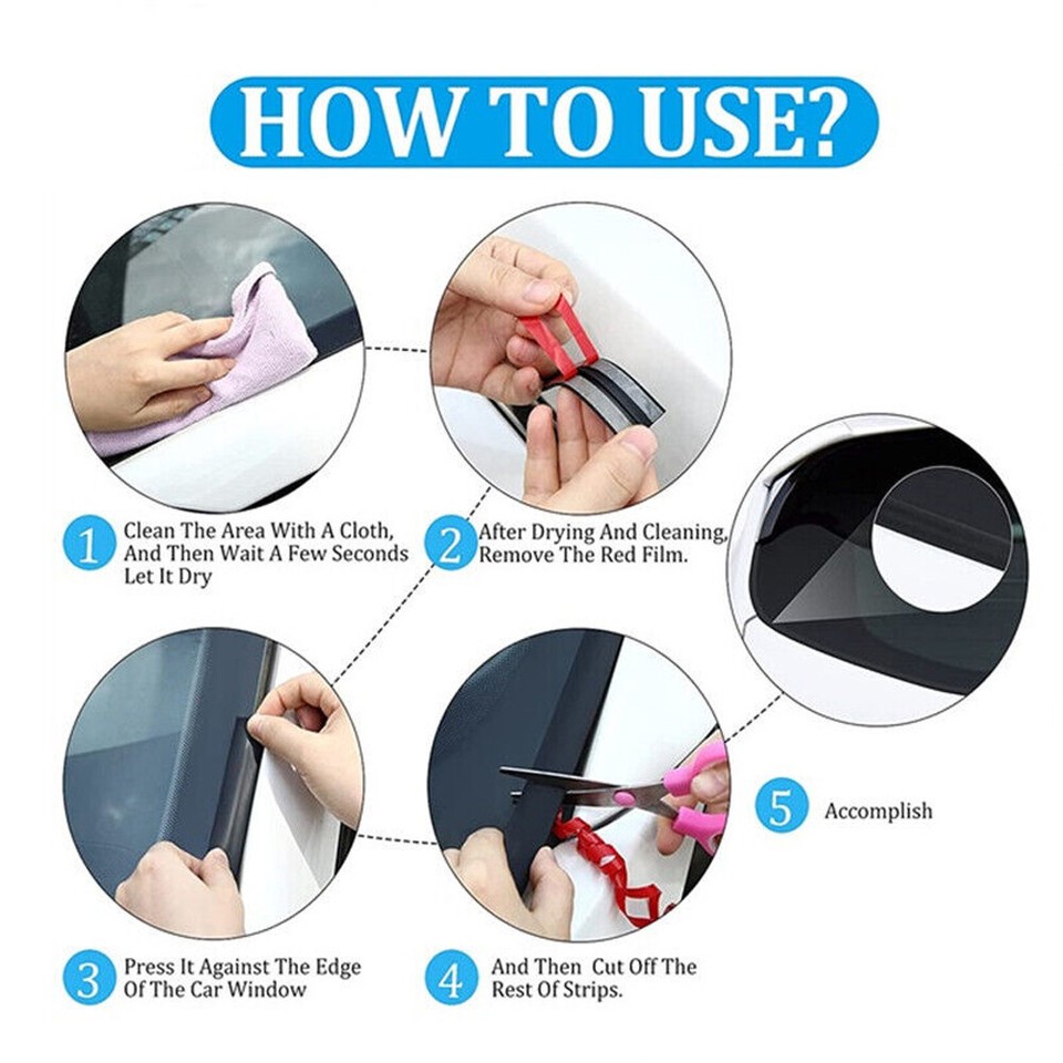 2M Car Windshield Roof Rubber Seal Strip Noise Insulation Stickers ...