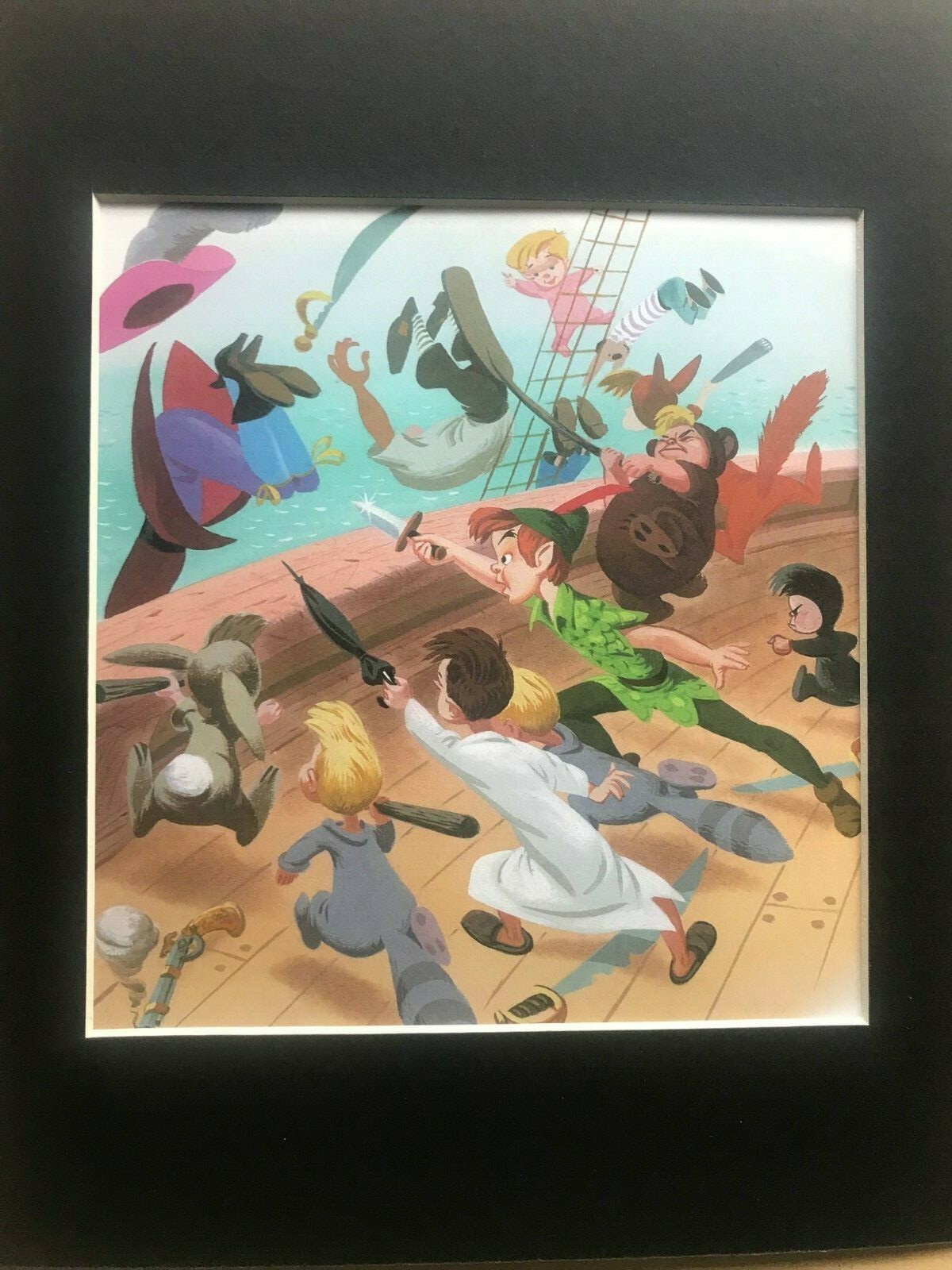 CAPTAIN HOOK~PETER PAN~PIRATE OVERBOARD~8 X 10 Mat Print~SWORD FIGHT ...