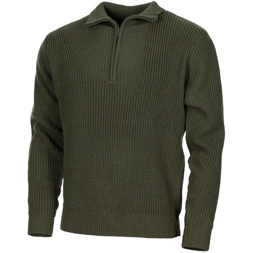 MFH Brand Sweater Troyer style quarter zip jumper rib knit olive ...