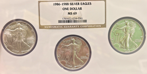 NGC MS-69! 1986-88 SILVER EAGLES IN NGC MULTI-HOLDER | eBay
