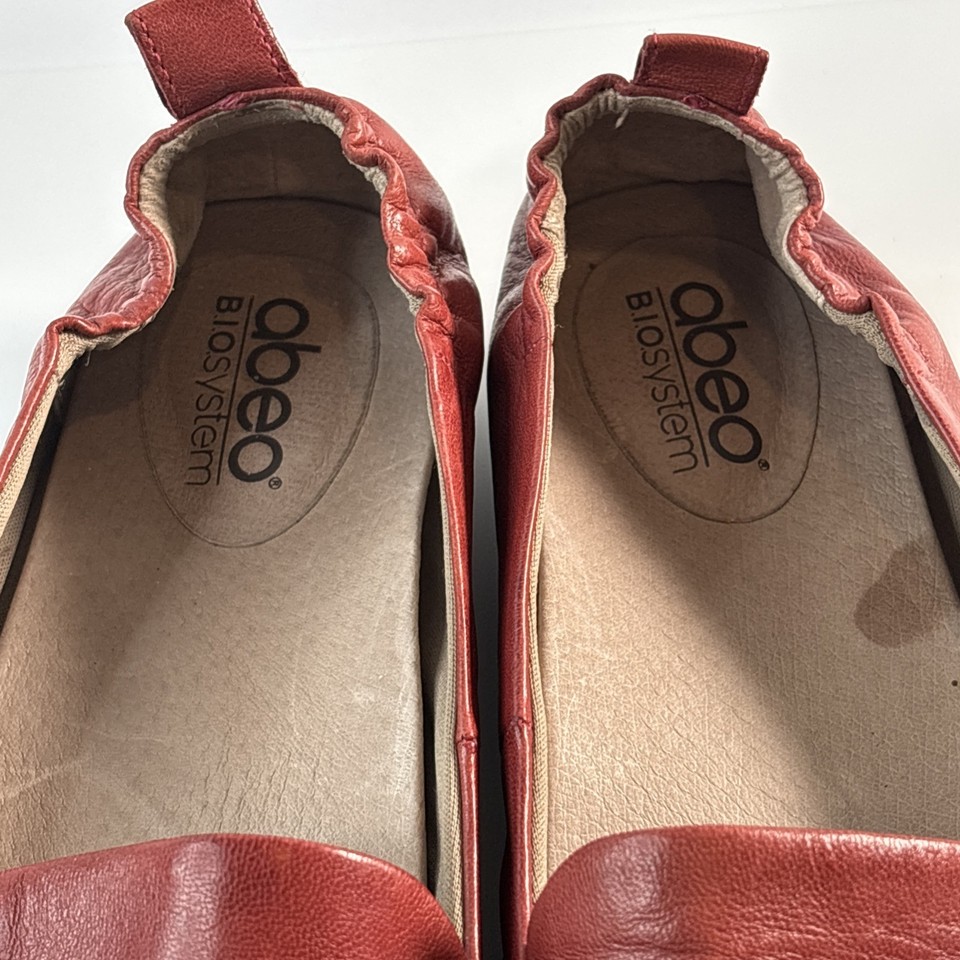Abeo Bio System Womens 8.5N Red Leather Slip On Loafers Driving Shoes ...
