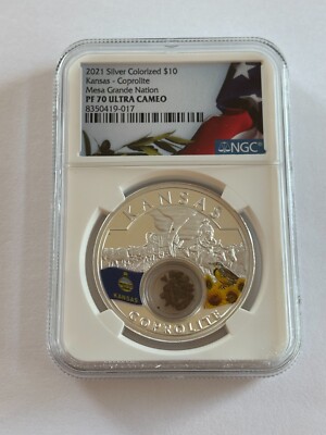 2022 Silver 1oz Colorized Kansas Coprolite Shell Treasures of the US ...