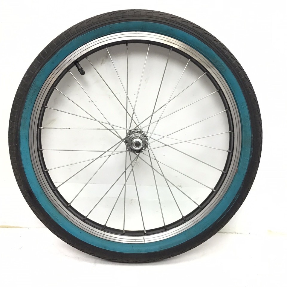 20" Bicycle Front Black Wheel Alloy 2.125" Blue Wall Tire Kids BMX Bike ...