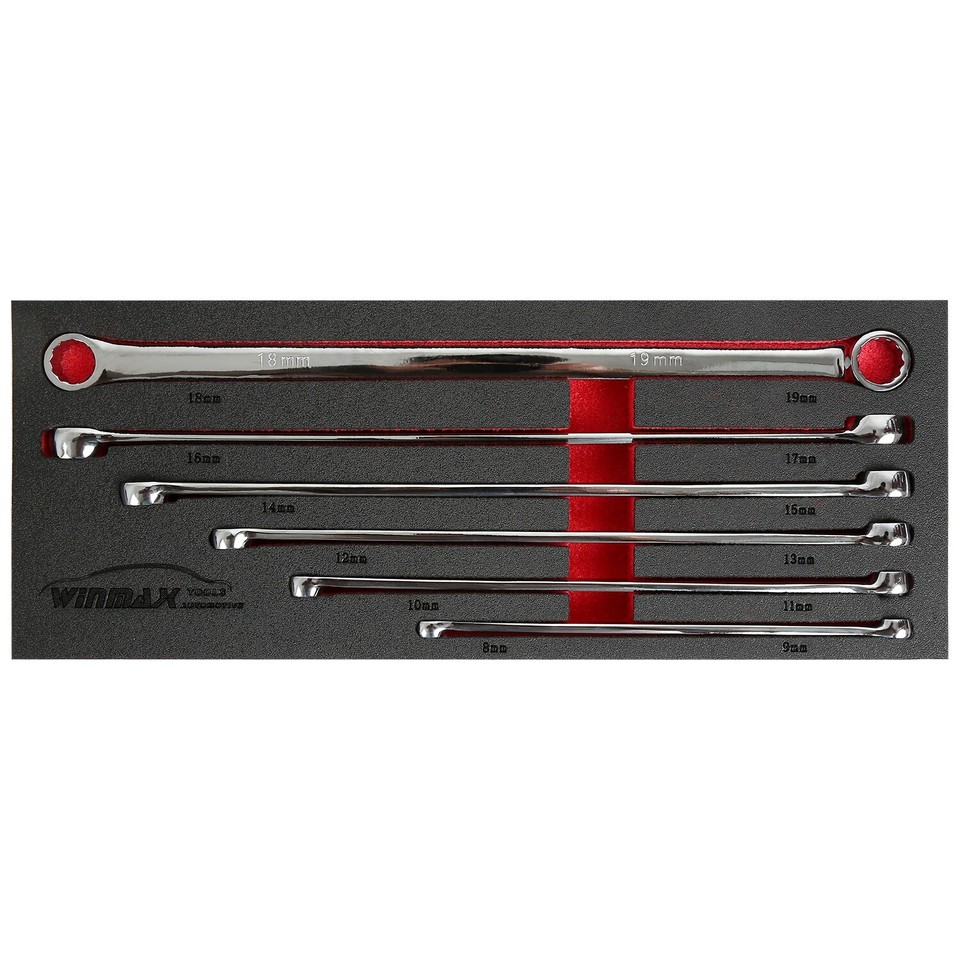 6 PC Metric Extra Long Box End Wrench Set Durable Aviation Spanner 8 mm ...