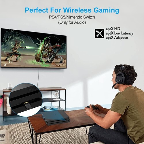 B10 Bluetooth 5 USB Audio Transmitter Adapter for PC PS4 PS5 aptX low ...