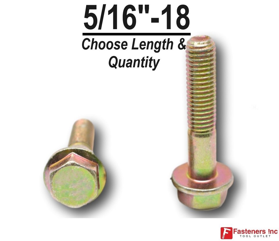 5/16"-18 Grade 8 Flange Frame Bolt Yellow Zinc Plated (All Sizes & Qty ...