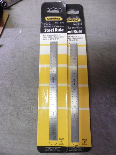 2 - New Old Stock Vintage General Stainless Steel 6" No. 616 Rulers ...