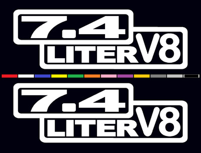 2 V8 7.4 LITER ENGINE DECAL SET 454 SS BBC BIG BLOCK RAT EMBLEM ...