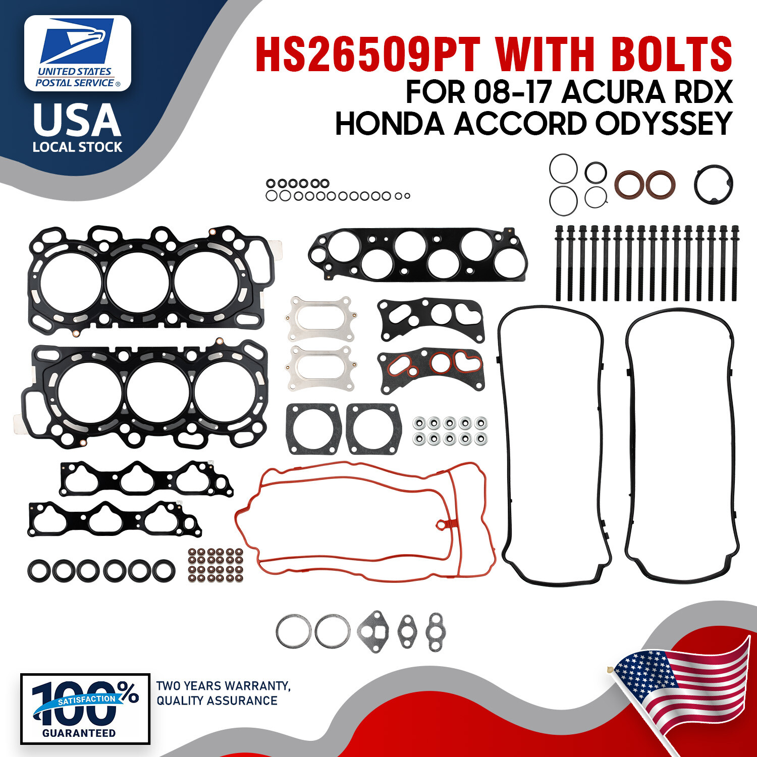 For 08-17 Honda Odyssey Accord Acura 3.5L Head Gasket Set Bolts J35Z3 ...