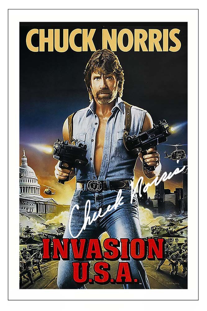 CHUCK NORRIS SIGNED AUTOGRAPH PHOTO PRINT INVASION USA | eBay