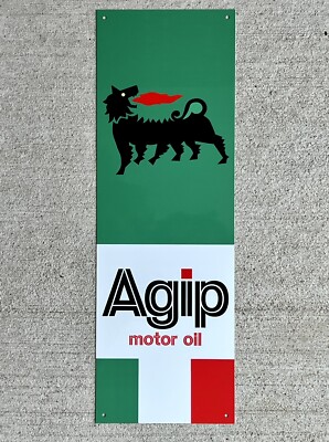 Agip advertising garage sign baked oil gas ferrari | eBay