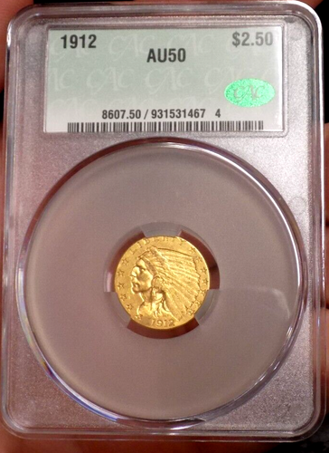 1912 2.5$ GOLD INDIAN CAC AU 50 LOOKS UNC! STUNNING LUSTER WOW COIN | eBay