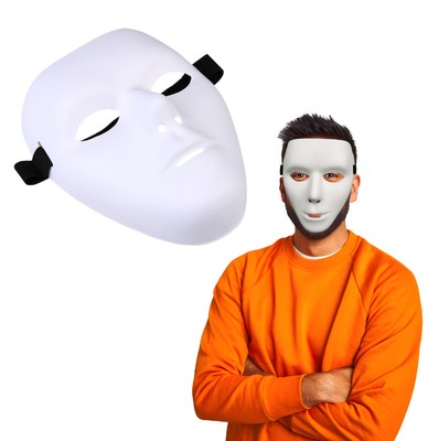 Adult Blank White Male Face Mask Thick Plastic Phantom Hip Hop Dance ...